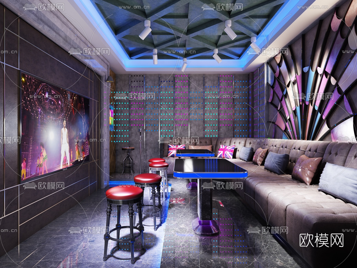 工业风ktv包厢3d模型下载_ID10061859_3dmax免费模型-欧模网
