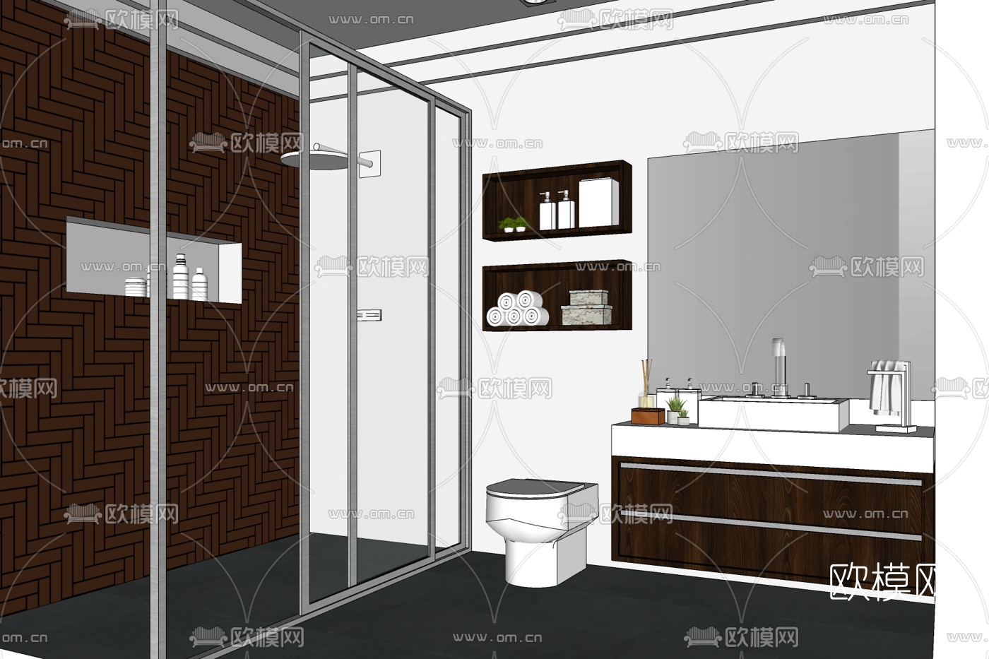 现代简约浴室免费su模型下载_ID10356099_sketchup模型下载-欧模网