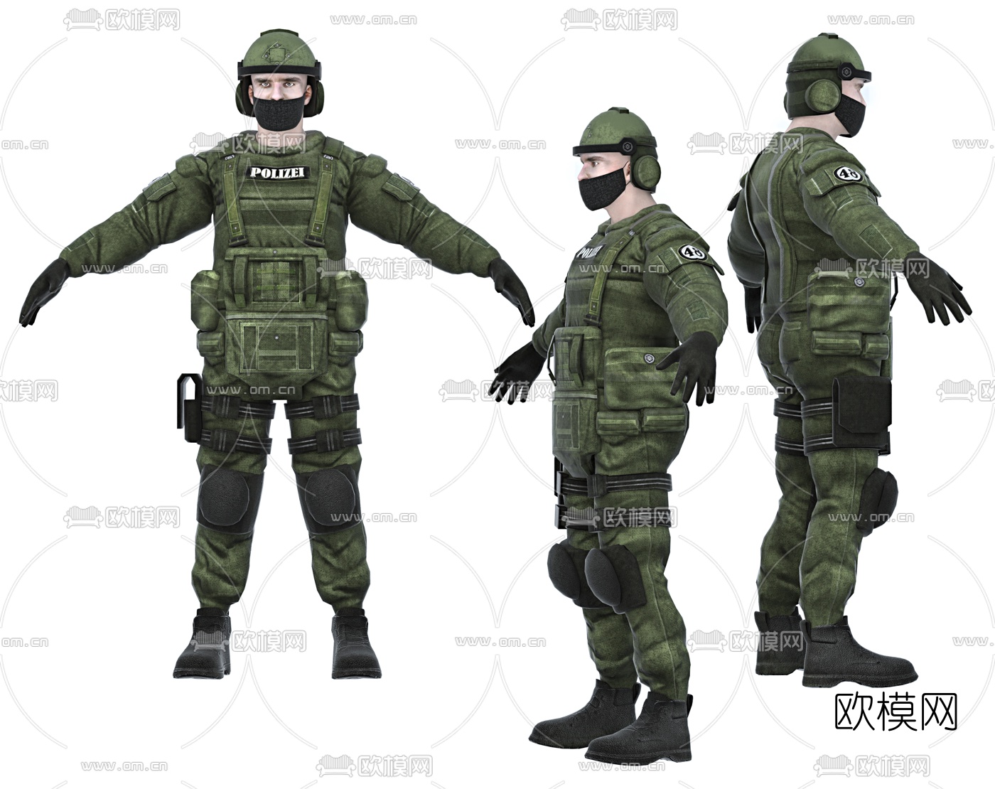 现代特种兵人物3d模型 免费3dmax模型库 欧模网