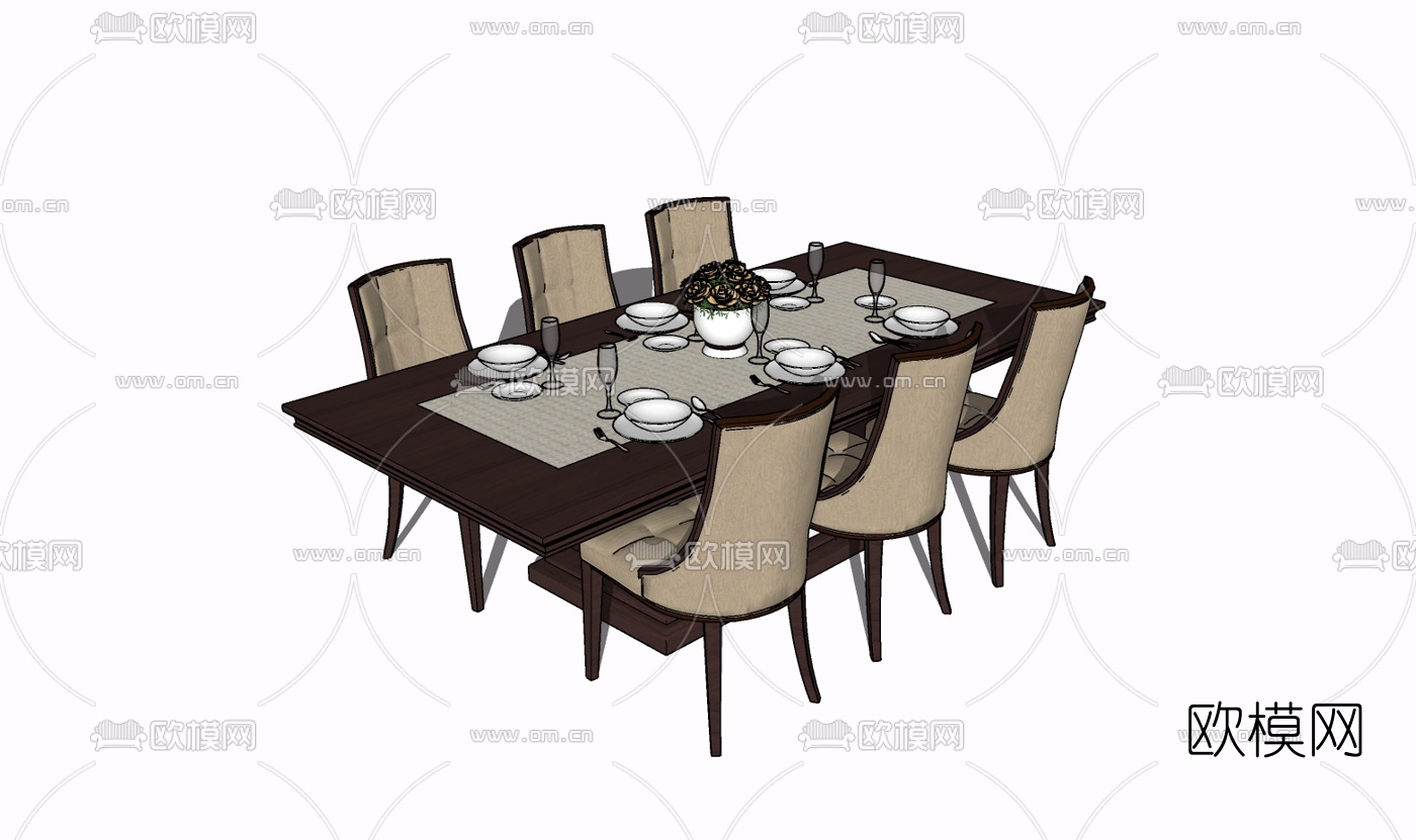 现代餐桌椅免费su模型下载_ID10286341_sketchup模型下载-欧模网