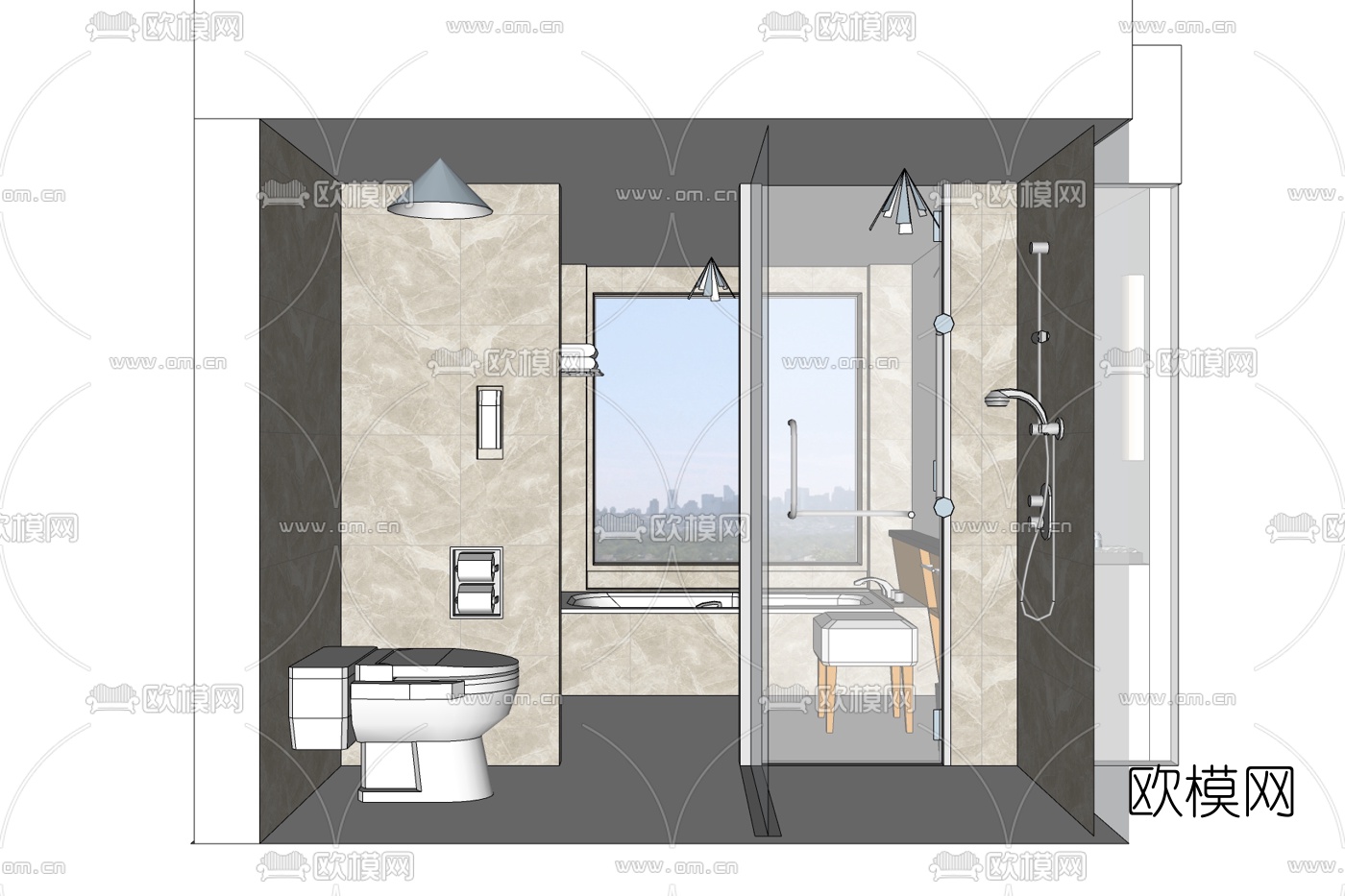 现代简约卫浴免费su模型下载_ID10356095_sketchup模型下载-欧模网