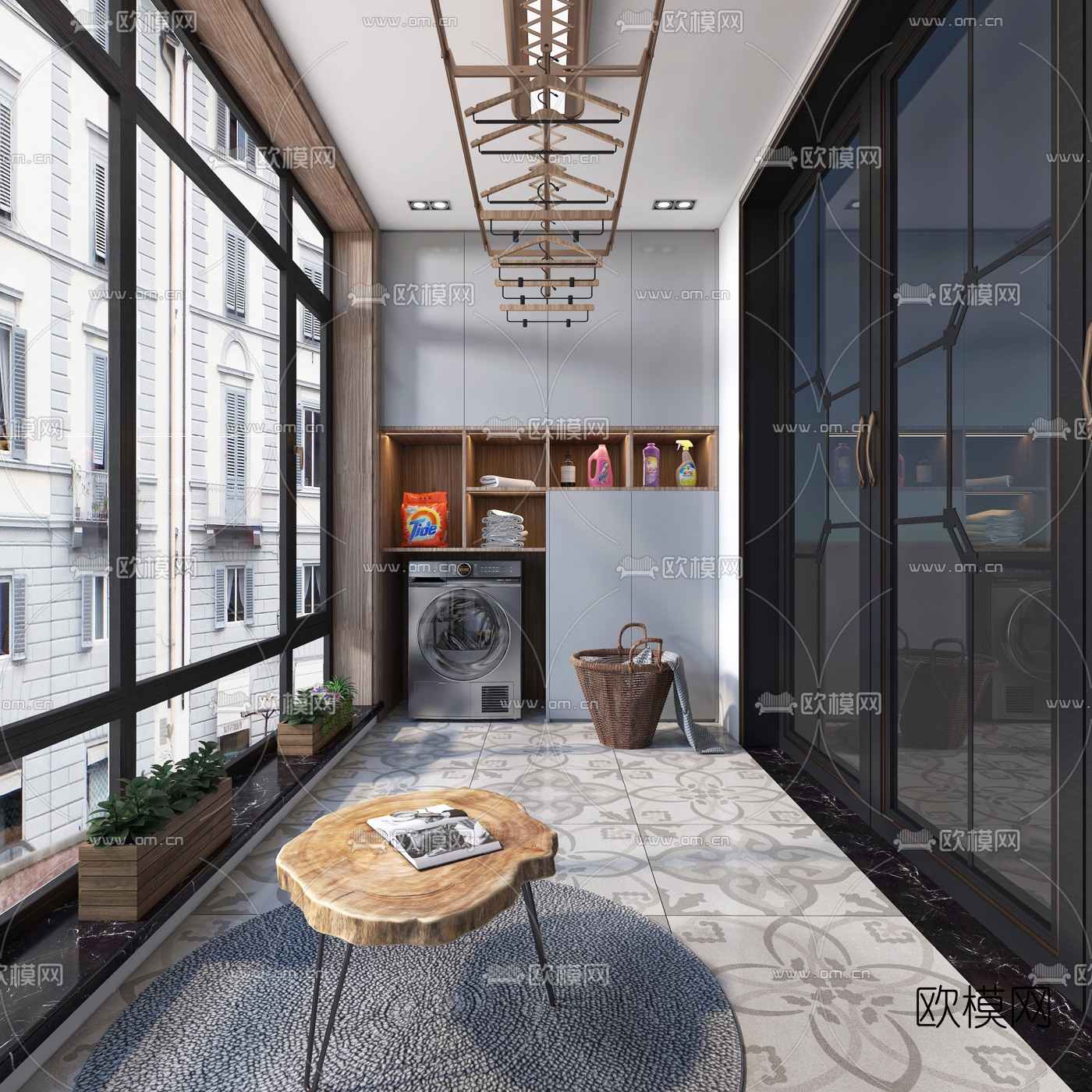 现代休闲阳台3d模型下载_ID10058471_3dmax免费模型-欧模网