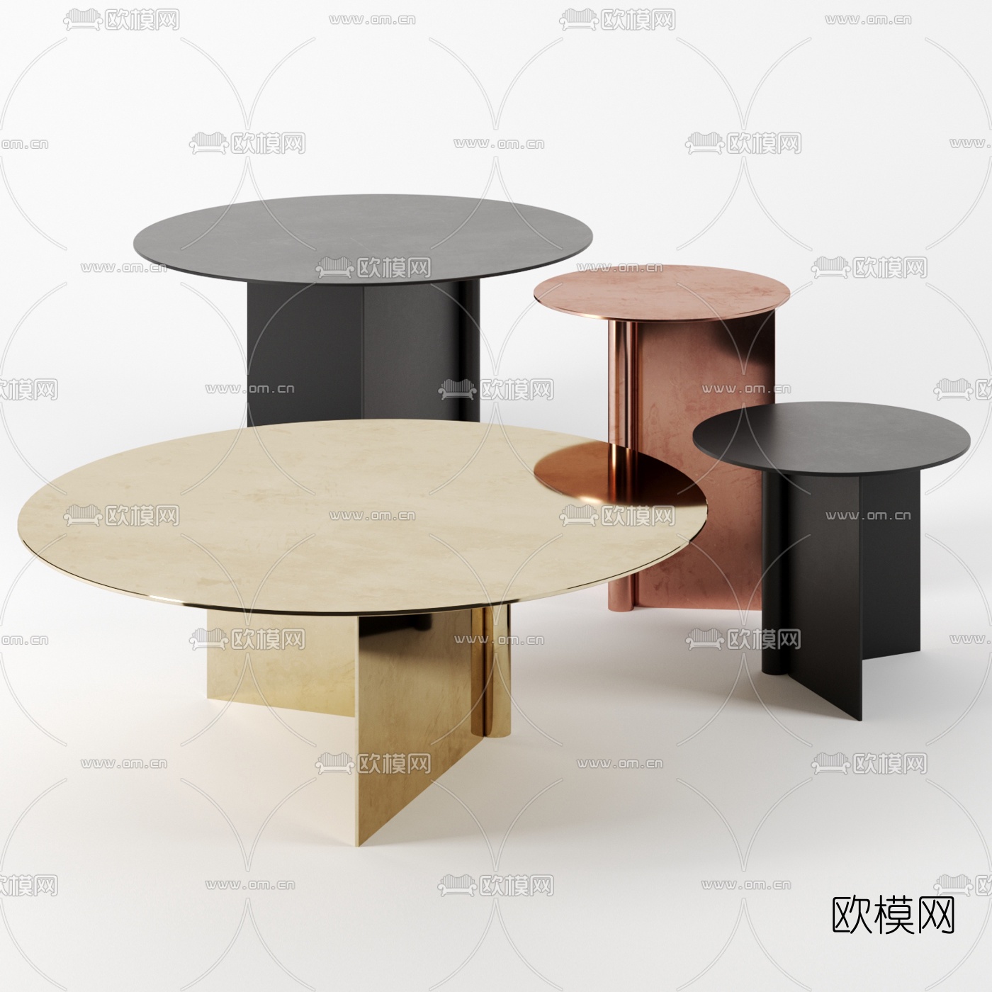 现代圆形茶几边几圆几3d模型 免费3dmax模型库 欧模网
