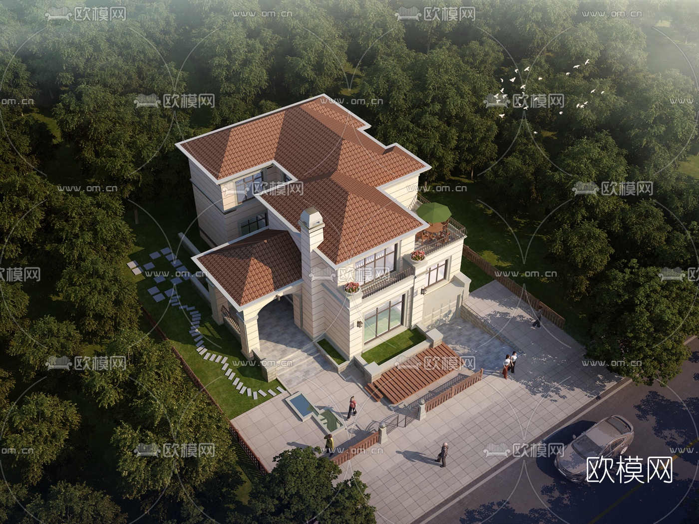 简欧独栋别墅su模型下载_ID10322468_sketchup模型下载-欧模网