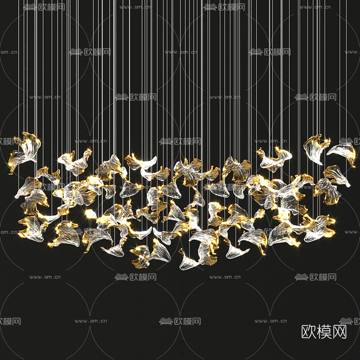 现代艺术花瓣装饰吊灯3d模型下载_ID10257212_3dmax免费模型-欧模网