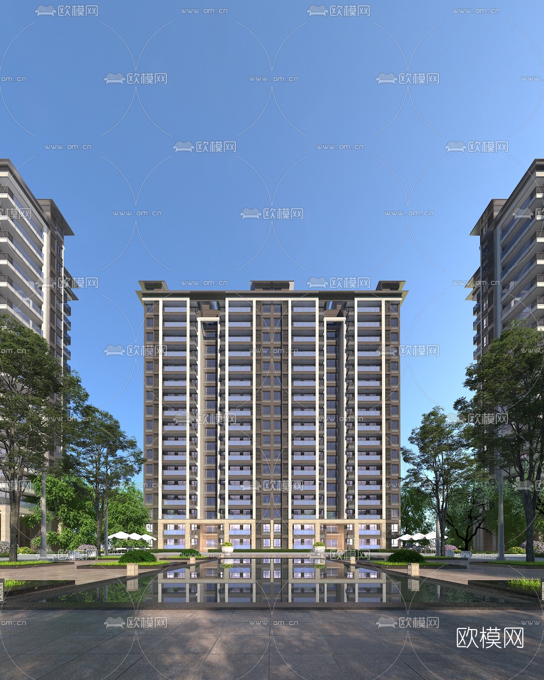 现代高层住宅楼建筑外观3d模型下载_ID10362134_3dmax免费模型-欧模网