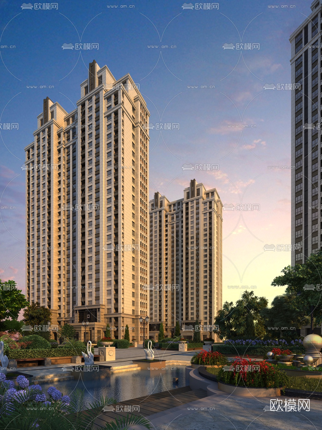 现代高层住宅建筑外观3d模型下载_ID10531150_3dmax免费模型-欧模网