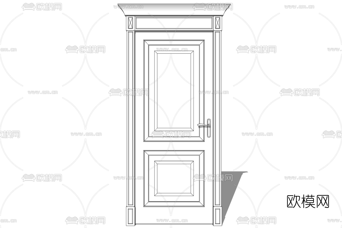 简欧实木单开门免费su模型下载_ID10033114_sketchup模型下载-欧模网