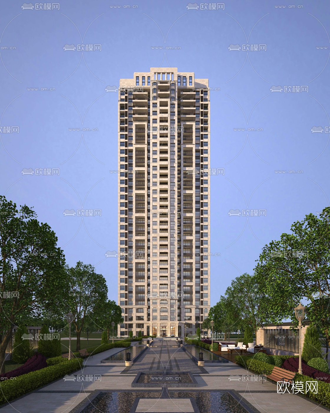 现代高层住宅建筑外观3d模型下载_ID10501759_3dmax免费模型-欧模网