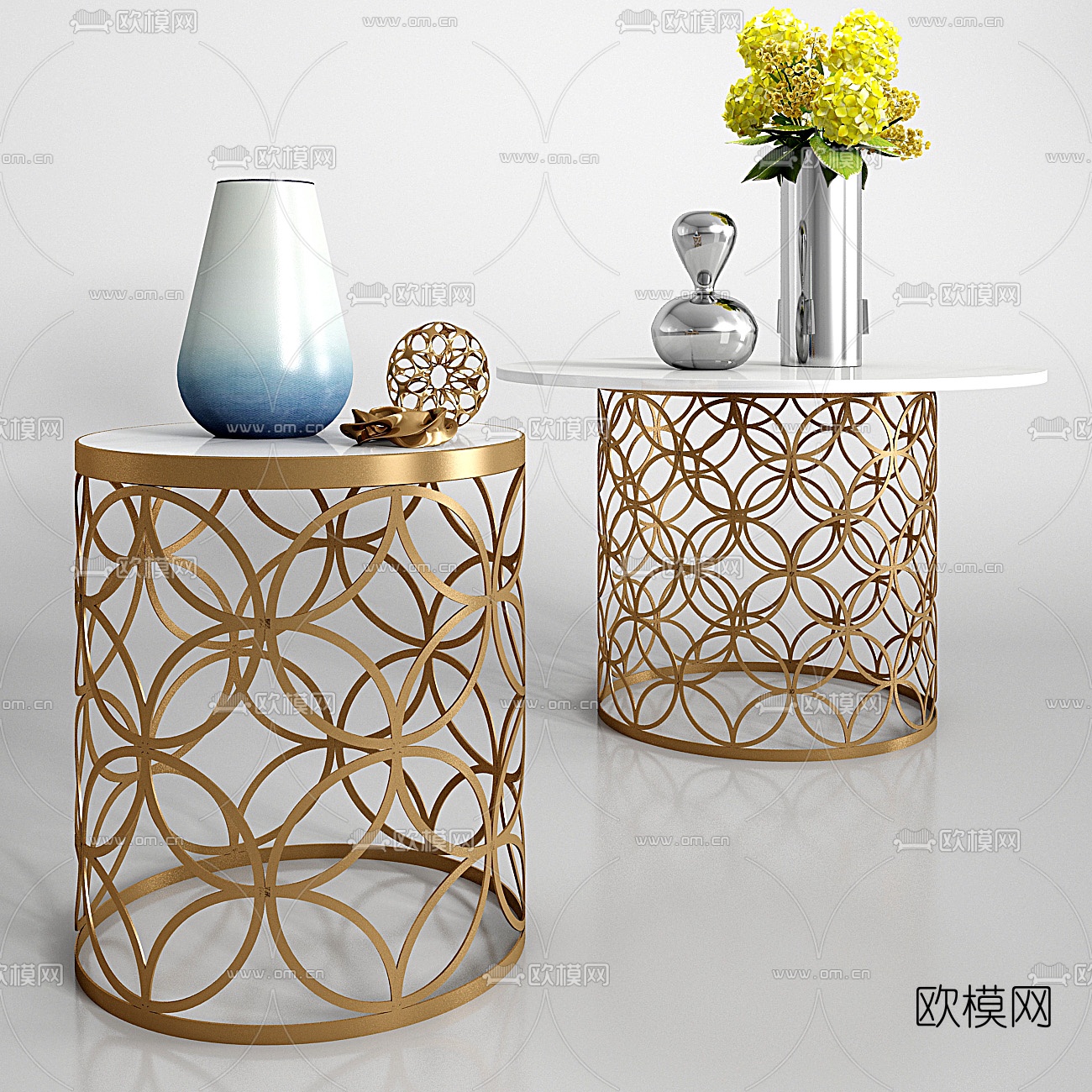 现代金属圆几花艺饰品组合3d模型下载 Id10500908 3dmax免费模型 欧模网