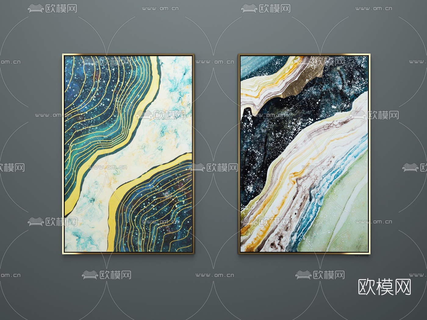 现代手绘钢化玻璃裂彩画3D模型下载_ID10625272_3dmax免费模型-欧模网