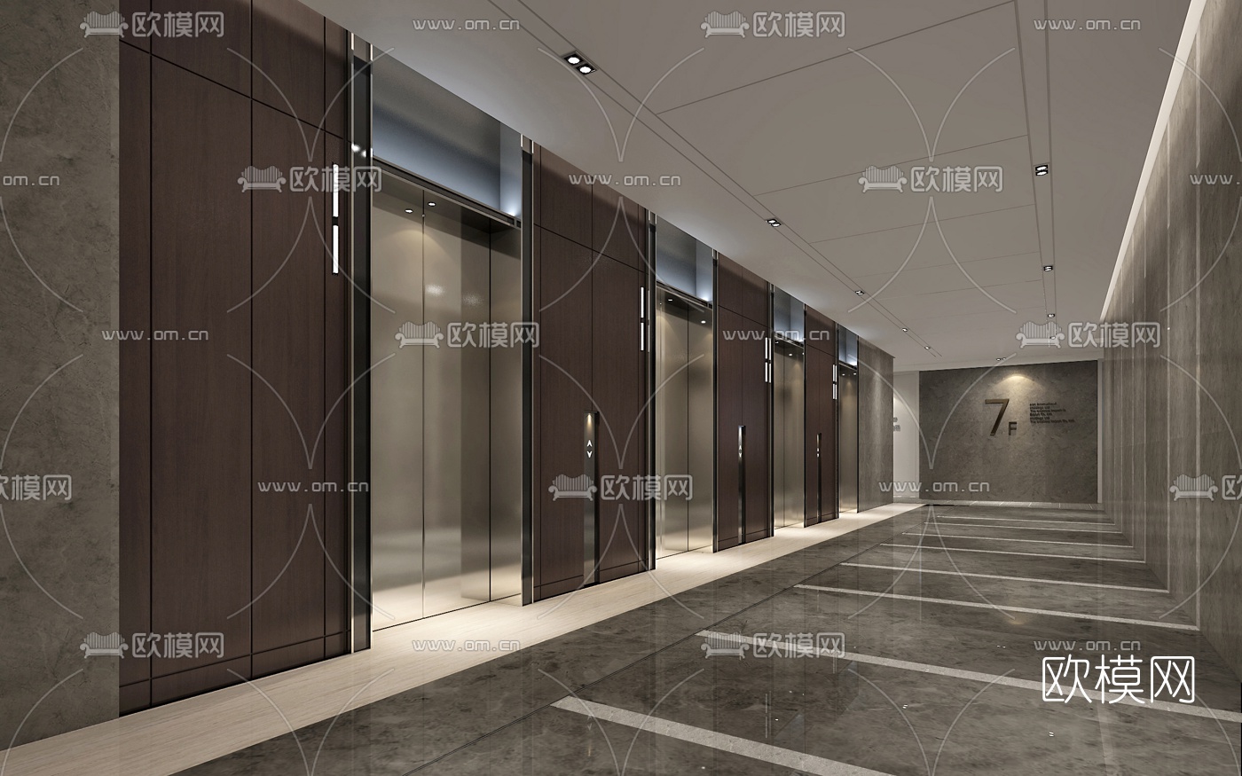 现代标准层电梯厅3d模型下载 Id10040862 3dmax免费模型 欧模网