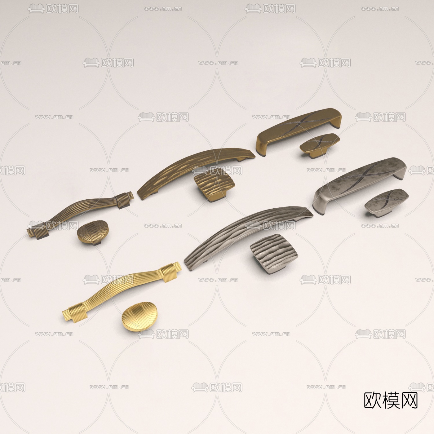 欧式金属门把手组合3D模型免费下载下载_ID10116060_3dmax免费模型-欧模网