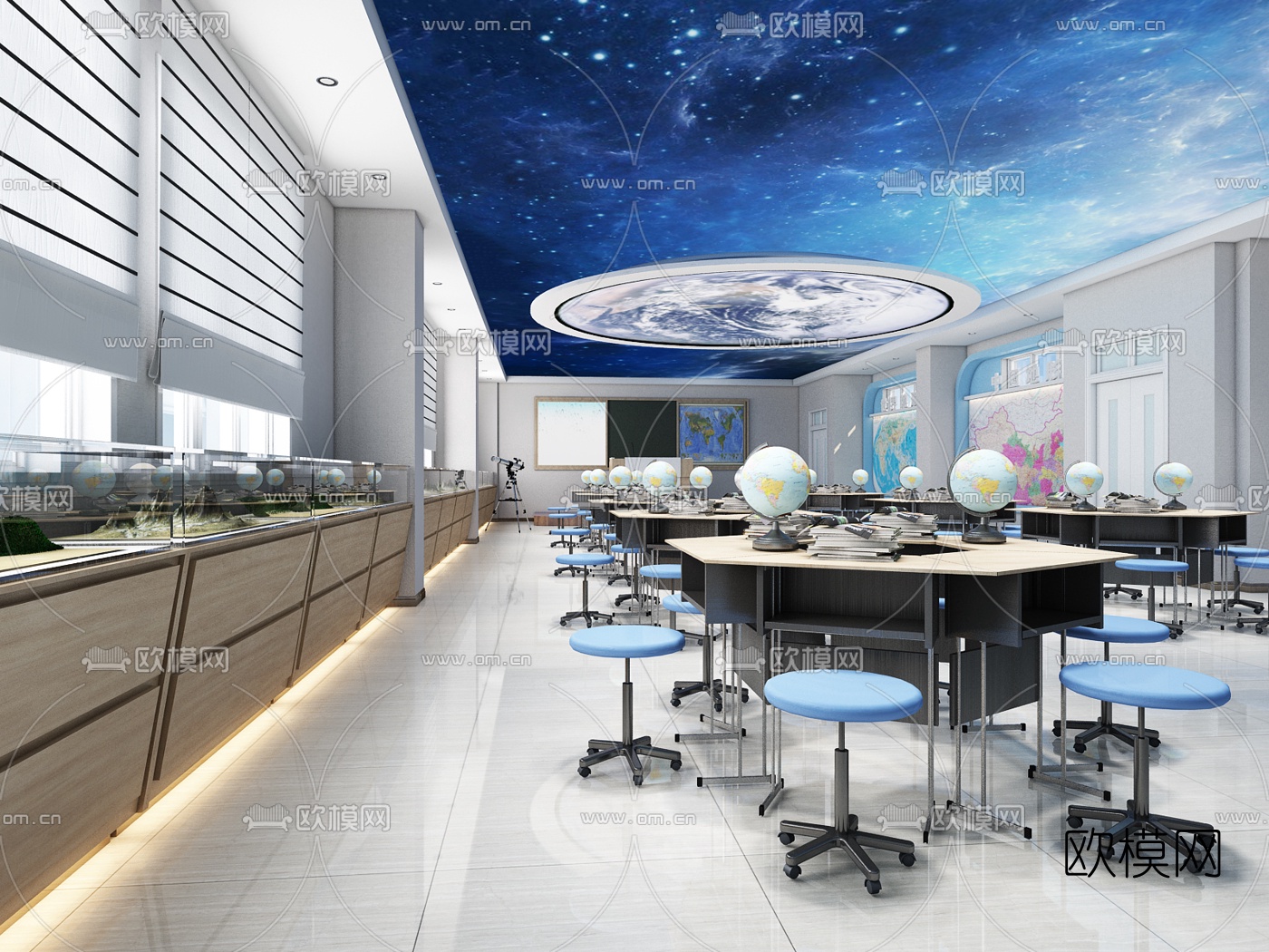 现代地理教室课室实验室3D模型下载_ID10030614_3dmax免费模型-欧模网