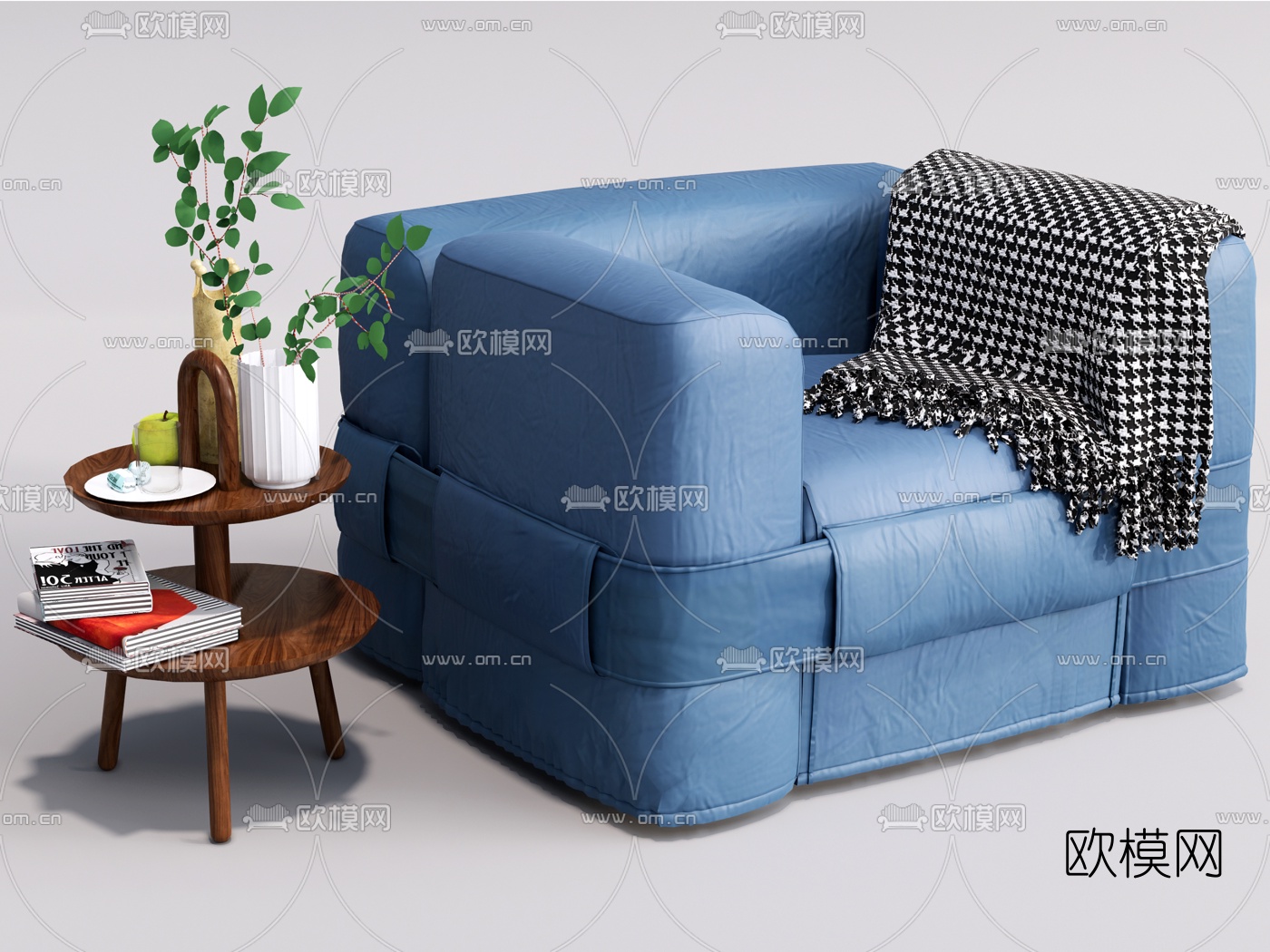 现代皮革单人沙发su模型下载_ID16180609_sketchup模型下载-欧模网
