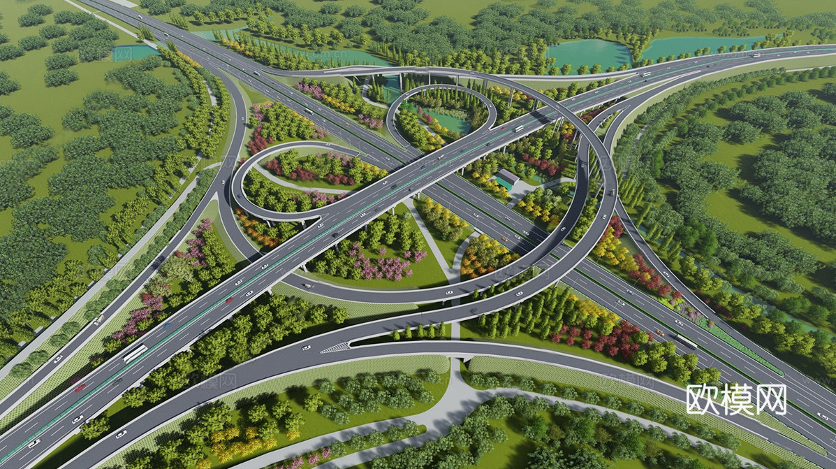 现代高速立交桥su模型下载_ID16226544_sketchup模型下载-欧模网