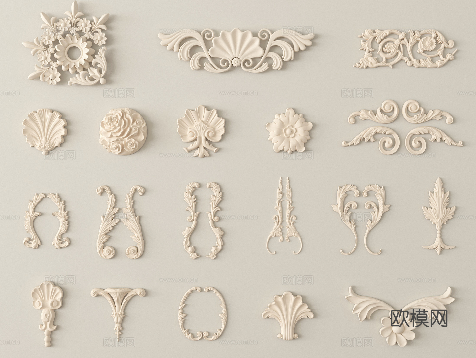 欧式雕花 角花 石膏构件su模型下载_ID16227815_sketchup模型下载-欧模网