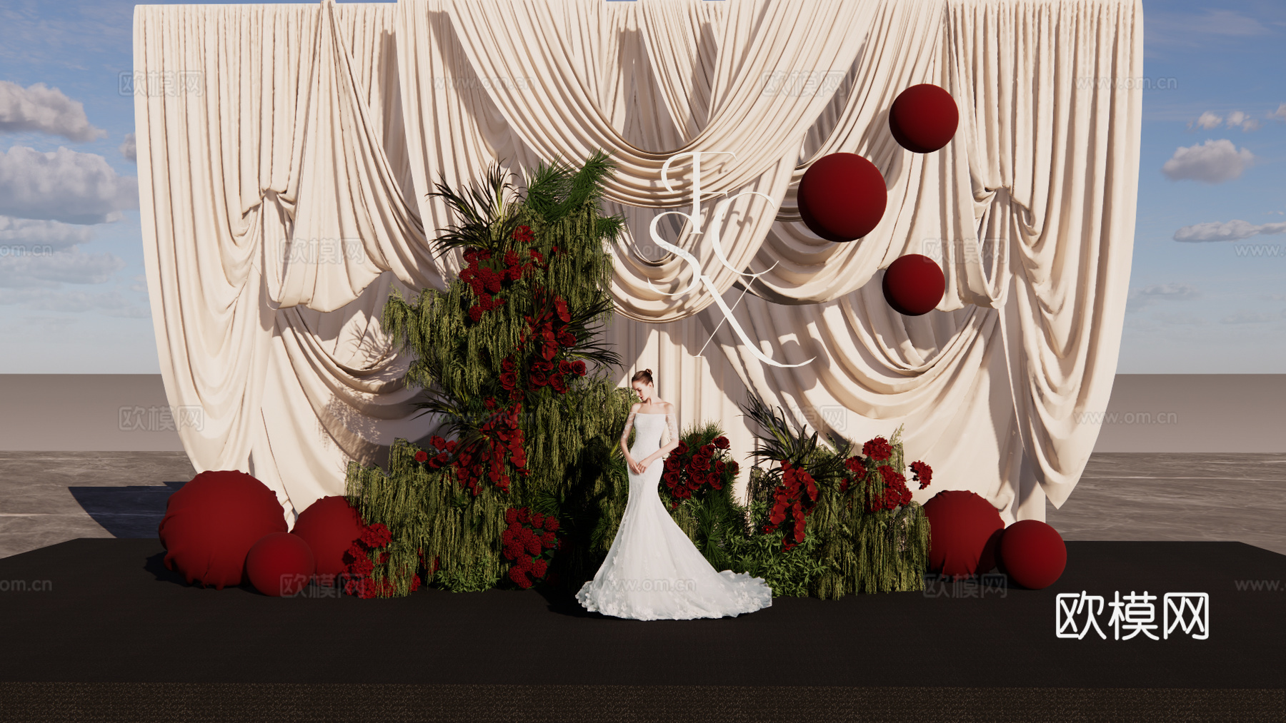 小众 布幔造型婚礼美陈su模型下载_ID16232231_sketchup模型下载-欧模网