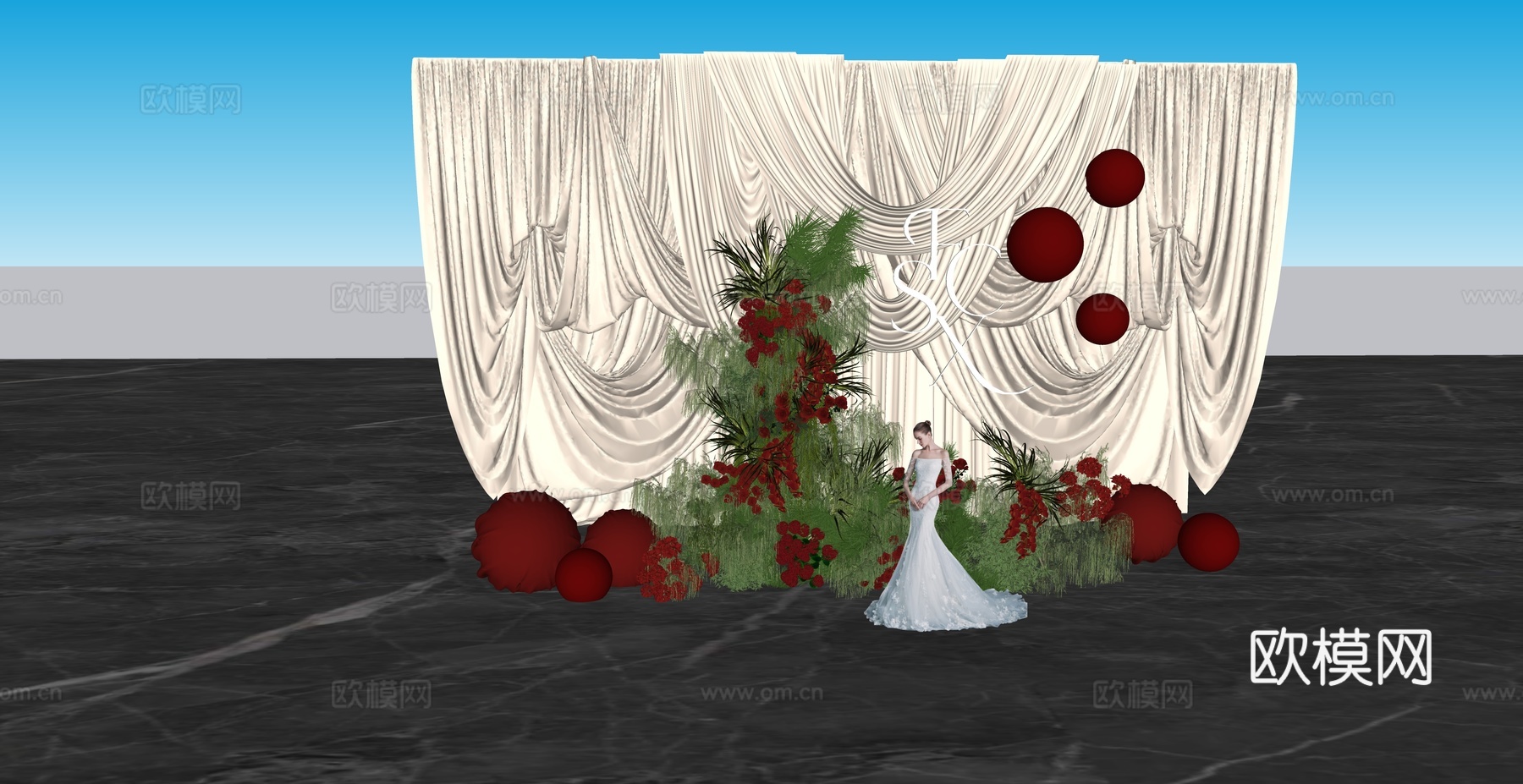 小众 布幔造型婚礼美陈su模型下载_ID16232231_sketchup模型下载-欧模网