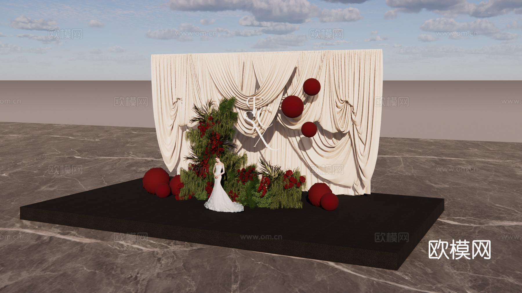 小众 布幔造型婚礼美陈su模型下载_ID16232231_sketchup模型下载-欧模网