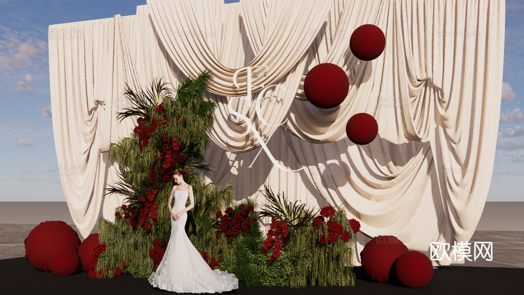 小众 布幔造型婚礼美陈su模型下载_ID16232231_sketchup模型下载-欧模网