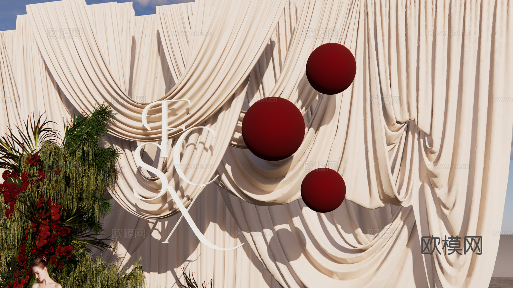 小众 布幔造型婚礼美陈su模型下载_ID16232231_sketchup模型下载-欧模网